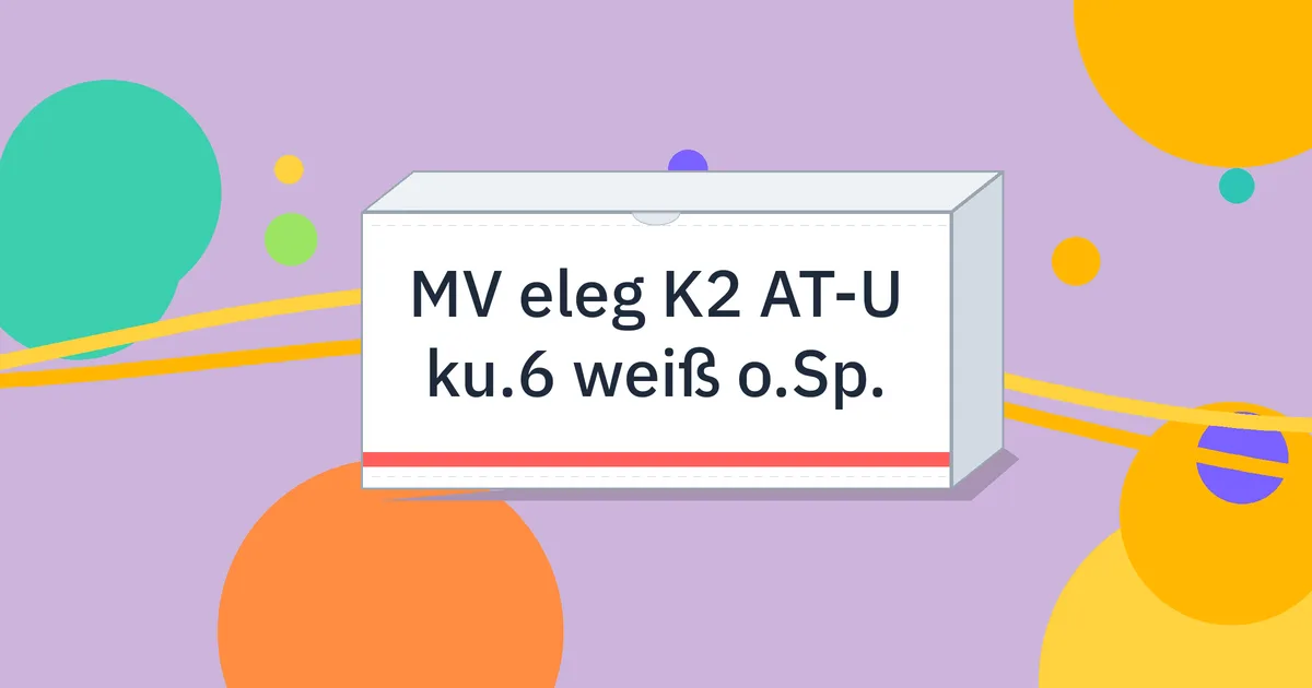 Symbolbild: Packung mit der Aufschrift MV eleg K2 AT-U ku.6 weiß o.Sp. (PZN 00316045) – Verfügbarkeit und Bezug in Apotheken in Frankfurt am Main