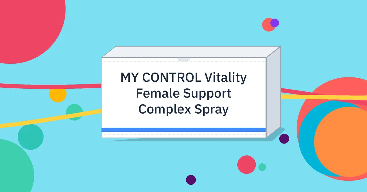 Symbolbild: Packung mit der Aufschrift MY CONTROL Vitality Female Support Complex Spray (PZN 19548901) – Verfügbarkeit und Bezug in Apotheken in Frankfurt am Main