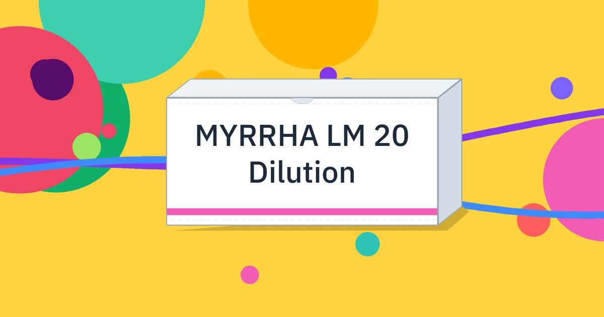 Symbolbild: Packung mit der Aufschrift MYRRHA LM 20 Dilution (PZN 12957660) – Verfügbarkeit und Bezug in Apotheken in Frankfurt am Main