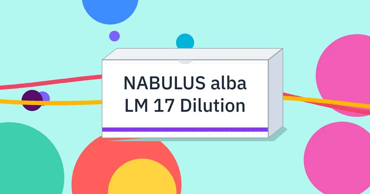 Symbolbild: Packung mit der Aufschrift NABULUS alba LM 17 Dilution (PZN 13615424) – Verfügbarkeit und Bezug in Apotheken in Frankfurt am Main
