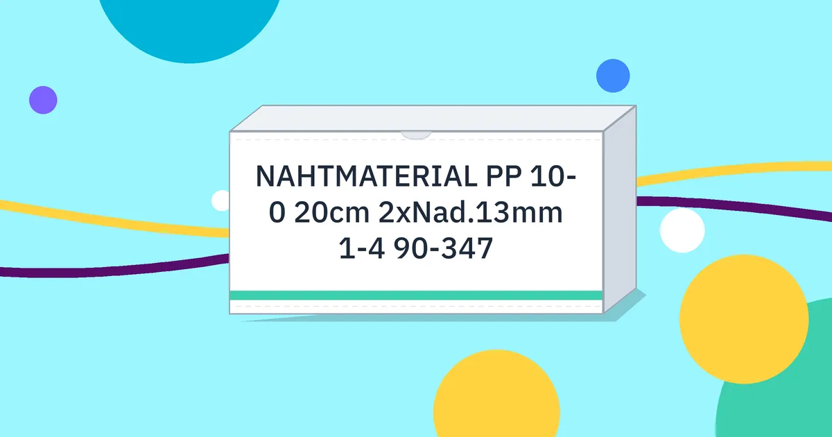 Symbolbild: Packung mit der Aufschrift NAHTMATERIAL PP 10-0 20cm 2xNad.13mm 1-4 90-347 (PZN 18409600) – Verfügbarkeit und Bezug in Apotheken in Frankfurt am Main