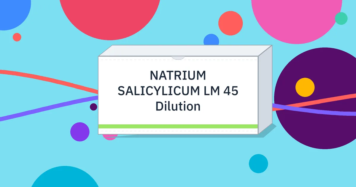 Symbolbild: Packung mit der Aufschrift NATRIUM SALICYLICUM LM 45 Dilution (PZN 12966647) – Verfügbarkeit und Bezug in Apotheken in Frankfurt am Main