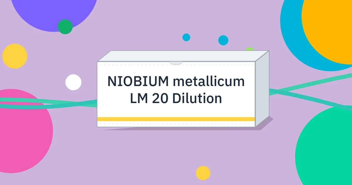 Symbolbild: Packung mit der Aufschrift NIOBIUM metallicum LM 20 Dilution (PZN 13619215) – Verfügbarkeit und Bezug in Apotheken in Frankfurt am Main