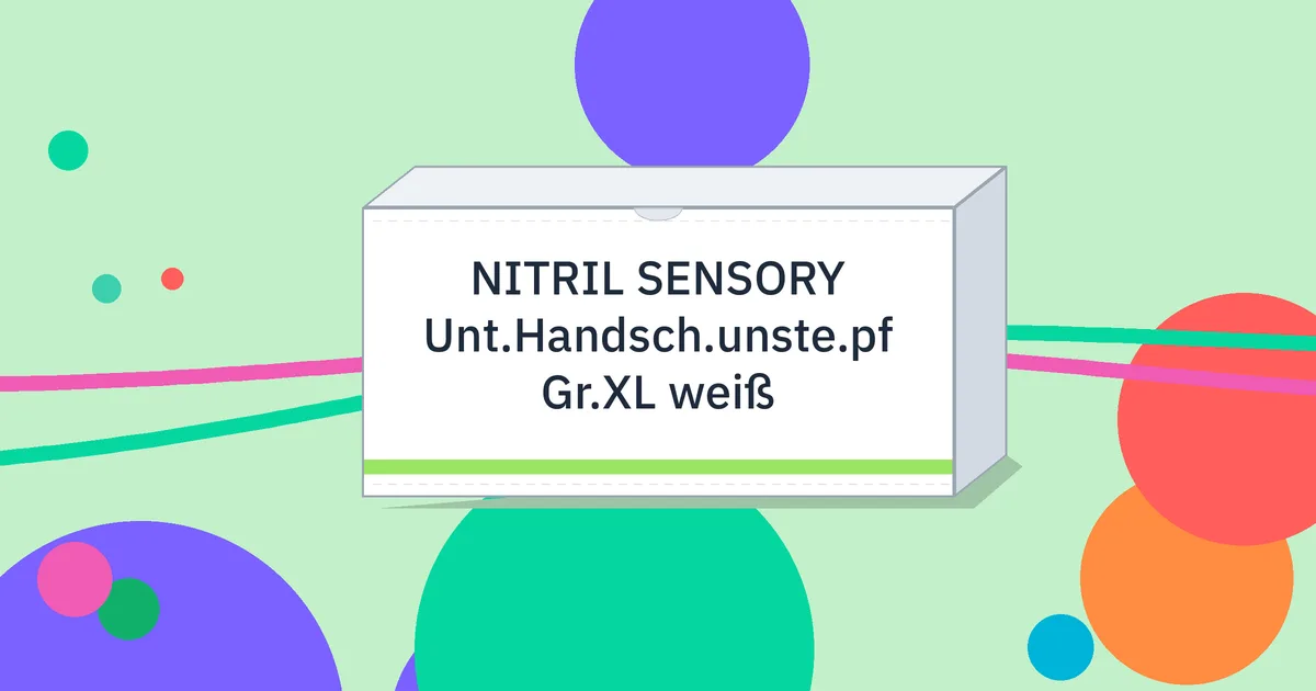 Symbolbild: Packung mit der Aufschrift NITRIL SENSORY Unt.Handsch.unste.pf Gr.XL weiß (PZN 14272297) – Verfügbarkeit und Bezug in Apotheken in Frankfurt am Main
