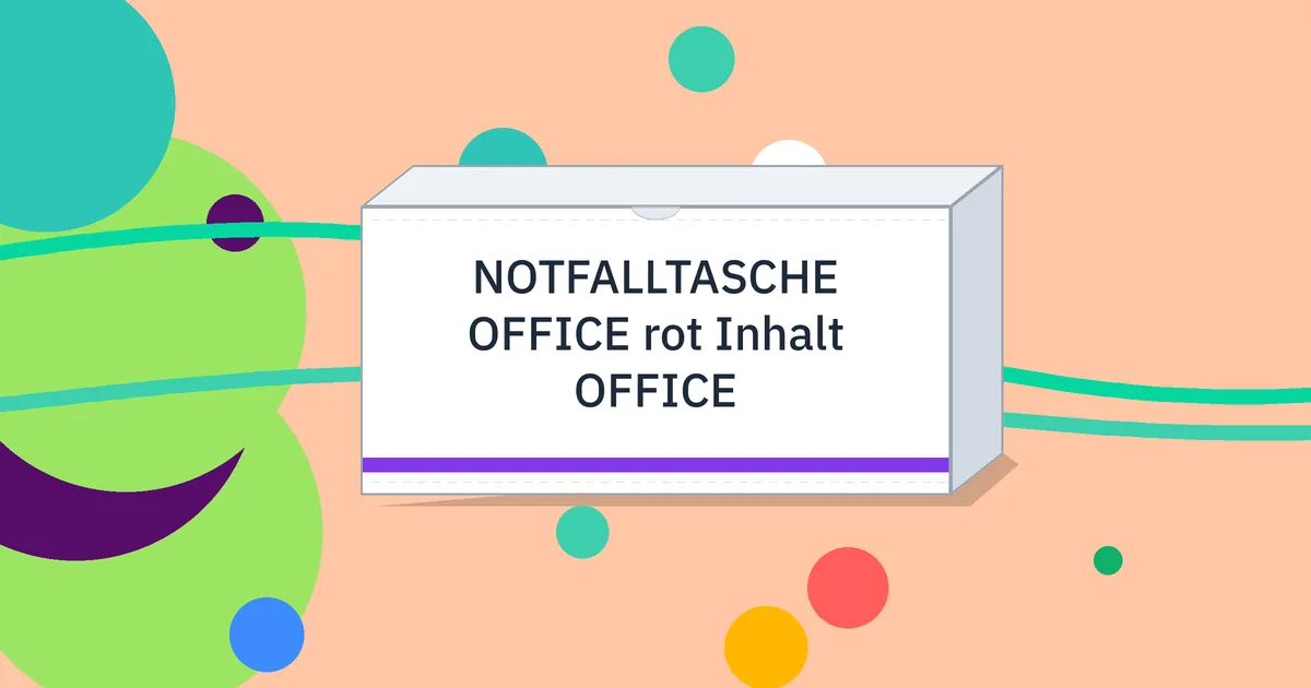 Symbolbild: Packung mit der Aufschrift NOTFALLTASCHE OFFICE rot Inhalt OFFICE (PZN 12491658) – Verfügbarkeit und Bezug in Apotheken in Frankfurt am Main