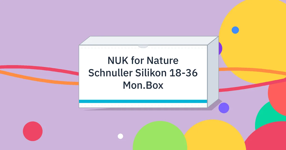 Symbolbild: Packung mit der Aufschrift NUK for Nature Schnuller Silikon 18-36 Mon.Box (PZN 18490418) – Verfügbarkeit und Bezug in Apotheken in Frankfurt am Main