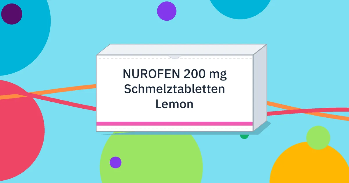 Symbolbild: Packung mit der Aufschrift NUROFEN 200 mg Schmelztabletten Lemon (PZN 03443838) – Verfügbarkeit und Bezug in Apotheken in Frankfurt am Main