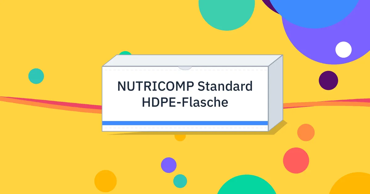 Symbolbild: Packung mit der Aufschrift NUTRICOMP Standard HDPE-Flasche (PZN 18323258) – Verfügbarkeit und Bezug in Apotheken in Frankfurt am Main