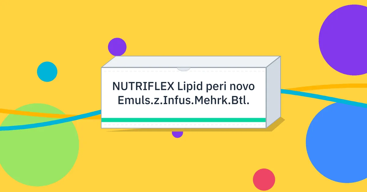 Symbolbild: Packung mit der Aufschrift NUTRIFLEX Lipid peri novo Emuls.z.Infus.Mehrk.Btl. (PZN 13872581) – Verfügbarkeit und Bezug in Apotheken in Frankfurt am Main