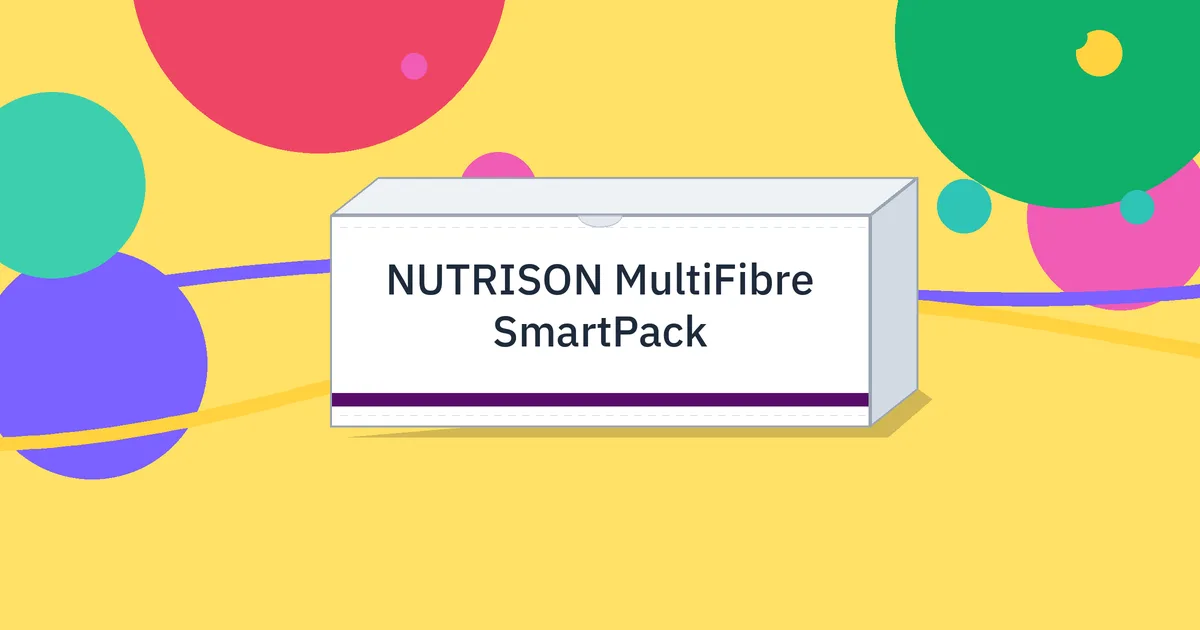 Symbolbild: Packung mit der Aufschrift NUTRISON MultiFibre SmartPack (PZN 19759940) – Verfügbarkeit und Bezug in Apotheken in Frankfurt am Main