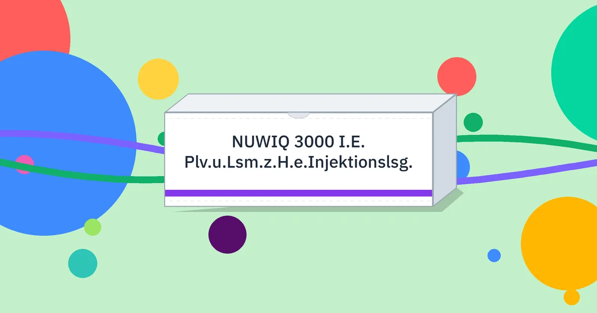 Symbolbild: Packung mit der Aufschrift NUWIQ 3000 I.E. Plv.u.Lsm.z.H.e.Injektionslsg. (PZN 13831406) – Verfügbarkeit und Bezug in Apotheken in Frankfurt am Main