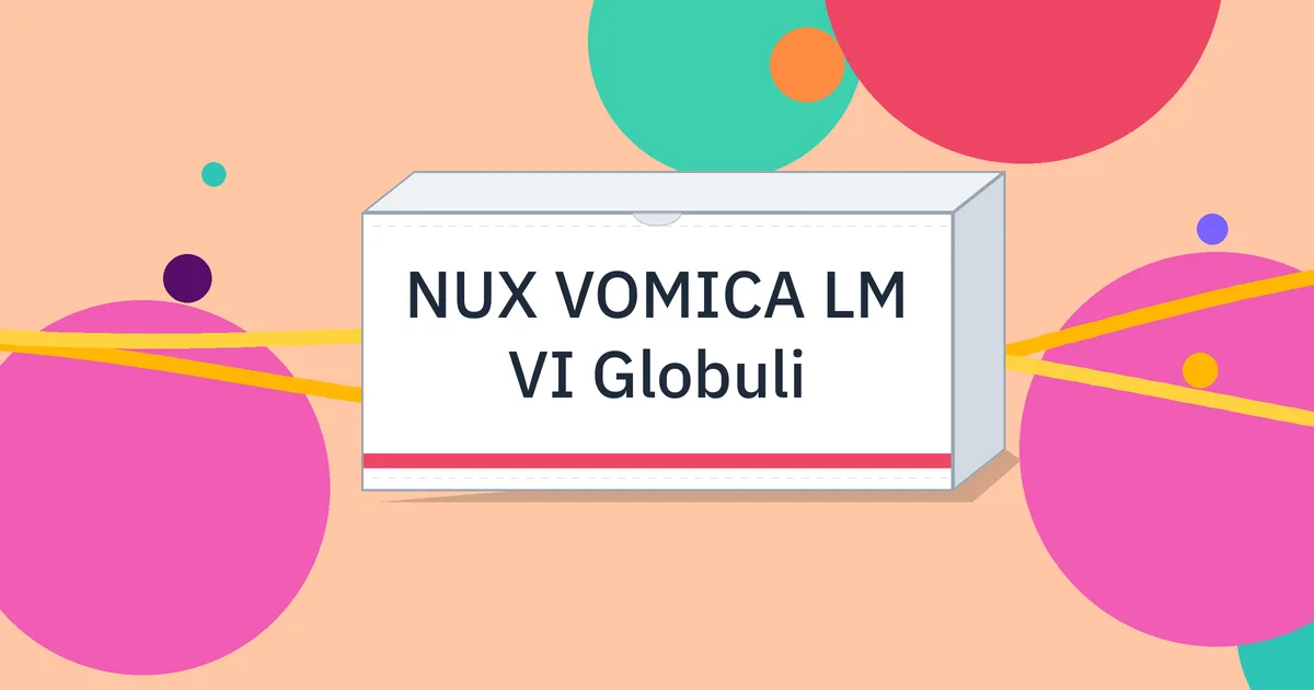 Symbolbild: Packung mit der Aufschrift NUX VOMICA LM VI Globuli (PZN 02659855) – Verfügbarkeit und Bezug in Apotheken in Frankfurt am Main