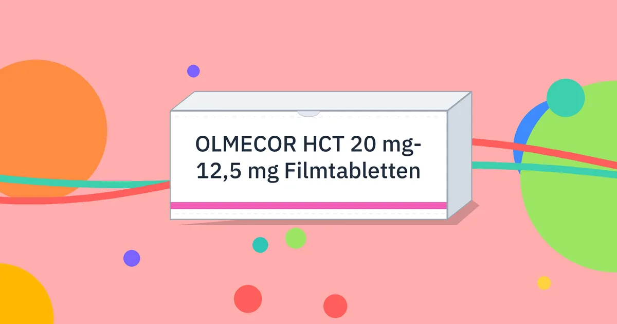 Symbolbild: Packung mit der Aufschrift OLMECOR HCT 20 mg-12,5 mg Filmtabletten (PZN 12648137) – Verfügbarkeit und Bezug in Apotheken in Frankfurt am Main