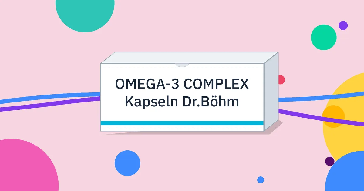 Symbolbild: Packung mit der Aufschrift OMEGA-3 COMPLEX Kapseln Dr.Böhm (PZN 10521958) – Verfügbarkeit und Bezug in Apotheken in Frankfurt am Main