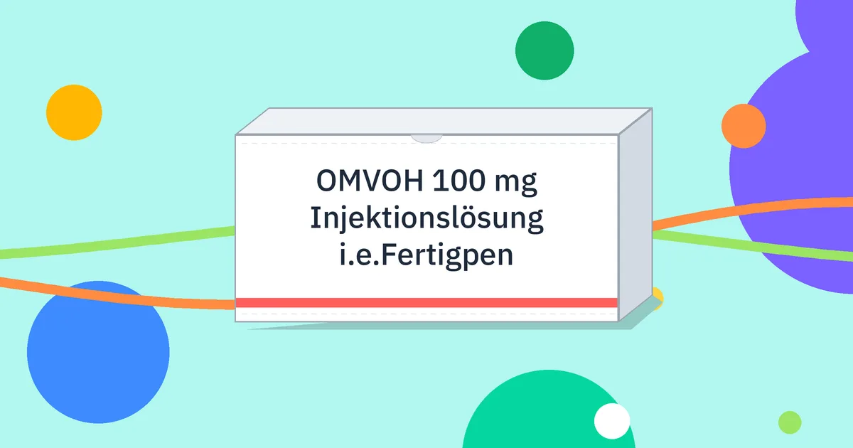 Symbolbild: Packung mit der Aufschrift OMVOH 100 mg Injektionslösung i.e.Fertigpen (PZN 18673461) – Verfügbarkeit und Bezug in Apotheken in Frankfurt am Main