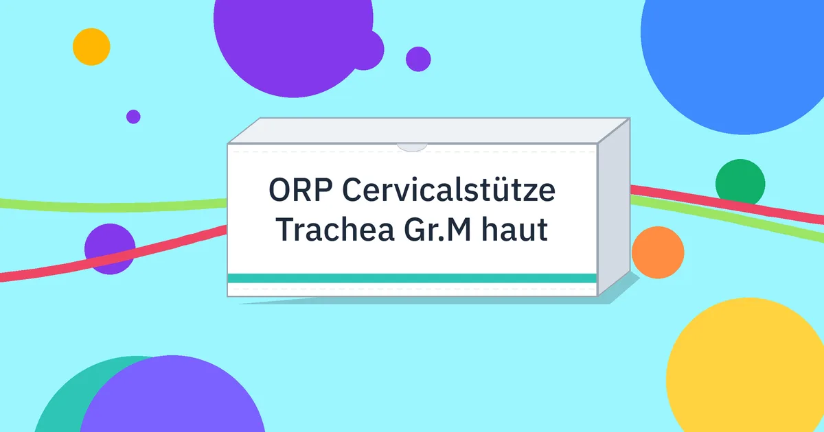 Symbolbild: Packung mit der Aufschrift ORP Cervicalstütze Trachea Gr.M haut (PZN 04900462) – Verfügbarkeit und Bezug in Apotheken in Frankfurt am Main