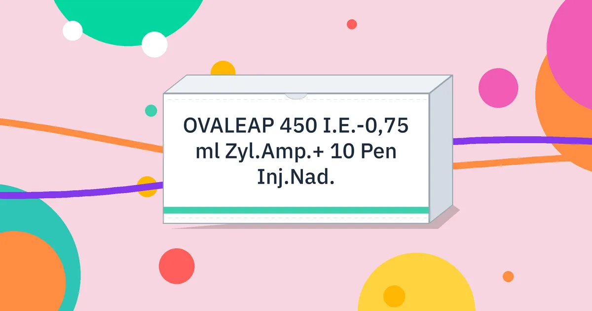 Symbolbild: Packung mit der Aufschrift OVALEAP 450 I.E.-0,75 ml Zyl.Amp.+ 10 Pen Inj.Nad. (PZN 12638067) – Verfügbarkeit und Bezug in Apotheken in Frankfurt am Main