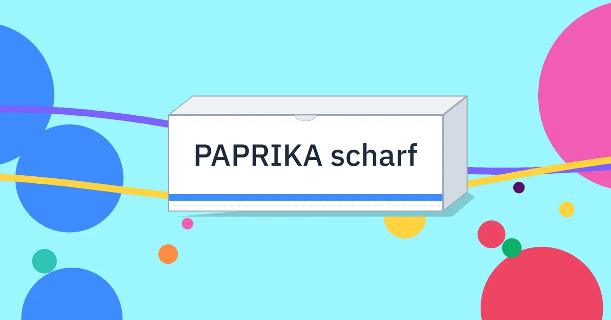 Symbolbild: Packung mit der Aufschrift PAPRIKA scharf (PZN 03485251) – Verfügbarkeit und Bezug in Apotheken in Frankfurt am Main