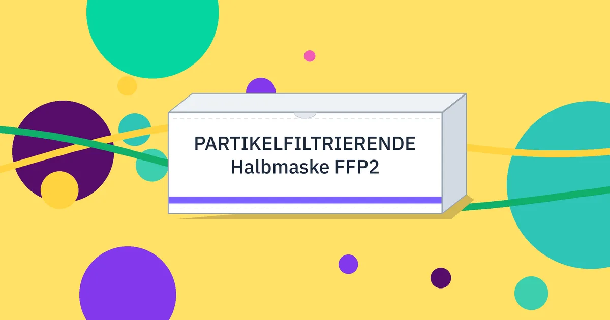 Symbolbild: Packung mit der Aufschrift PARTIKELFILTRIERENDE Halbmaske FFP2 (PZN 17195574) – Verfügbarkeit und Bezug in Apotheken in Frankfurt am Main