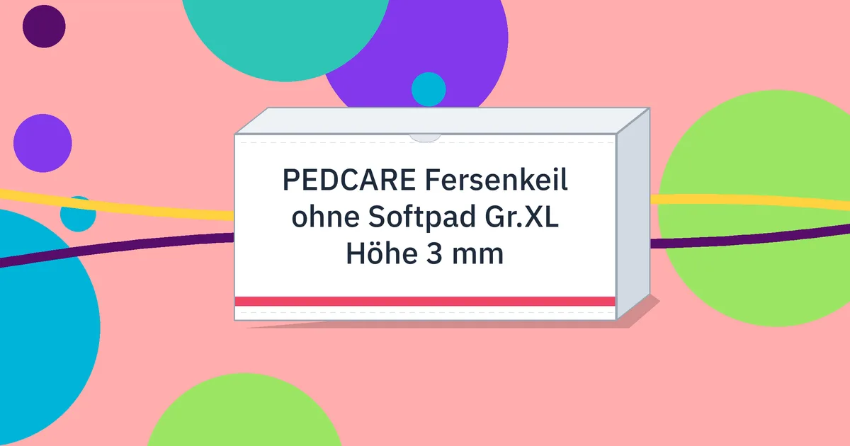 Symbolbild: Packung mit der Aufschrift PEDCARE Fersenkeil ohne Softpad Gr.XL Höhe 3 mm (PZN 13964136) – Verfügbarkeit und Bezug in Apotheken in Frankfurt am Main