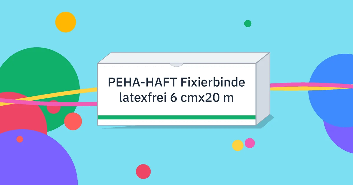 Symbolbild: Packung mit der Aufschrift PEHA-HAFT Fixierbinde latexfrei 6 cmx20 m (PZN 19397201) – Verfügbarkeit und Bezug in Apotheken in Frankfurt am Main