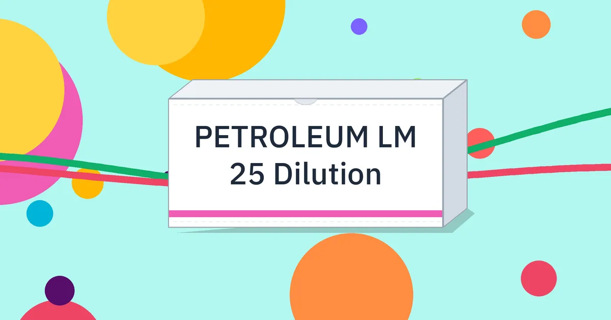 Symbolbild: Packung mit der Aufschrift PETROLEUM LM 25 Dilution (PZN 12977823) – Verfügbarkeit und Bezug in Apotheken in Frankfurt am Main