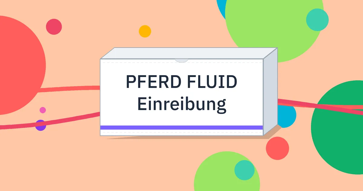 Symbolbild: Packung mit der Aufschrift PFERD FLUID Einreibung (PZN 17272139) – Verfügbarkeit und Bezug in Apotheken in Frankfurt am Main