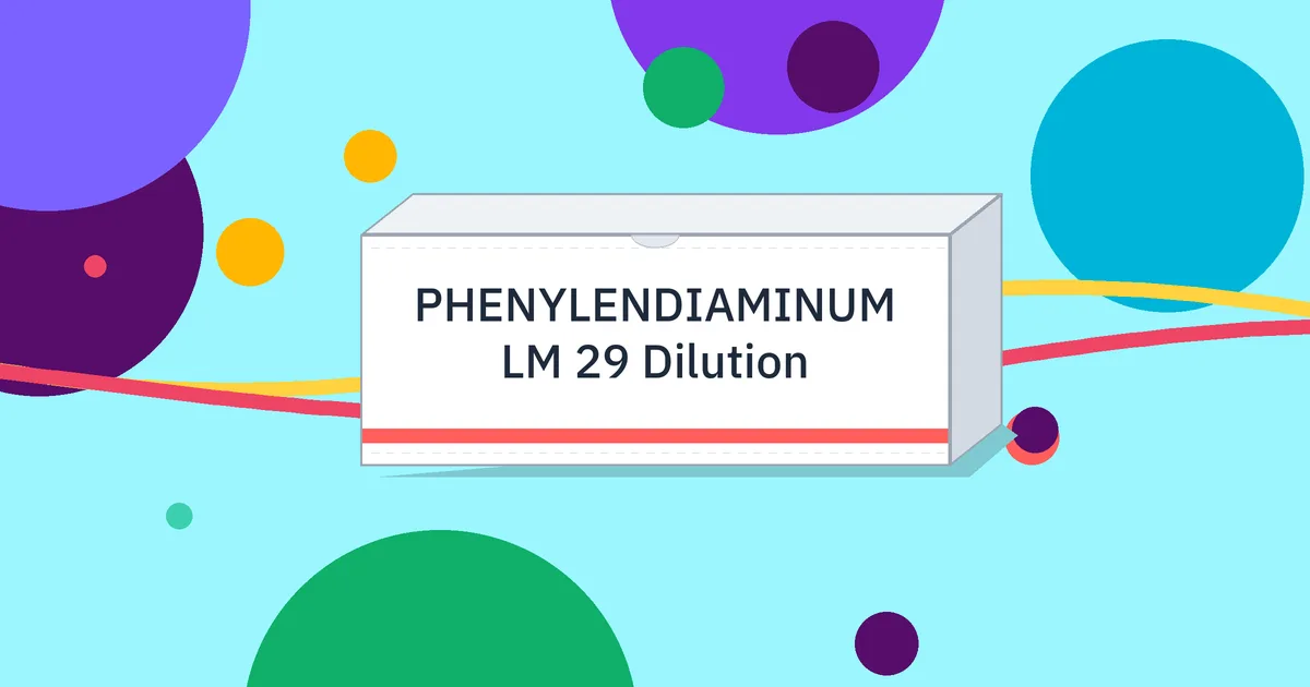 Symbolbild: Packung mit der Aufschrift PHENYLENDIAMINUM LM 29 Dilution (PZN 13638537) – Verfügbarkeit und Bezug in Apotheken in Frankfurt am Main