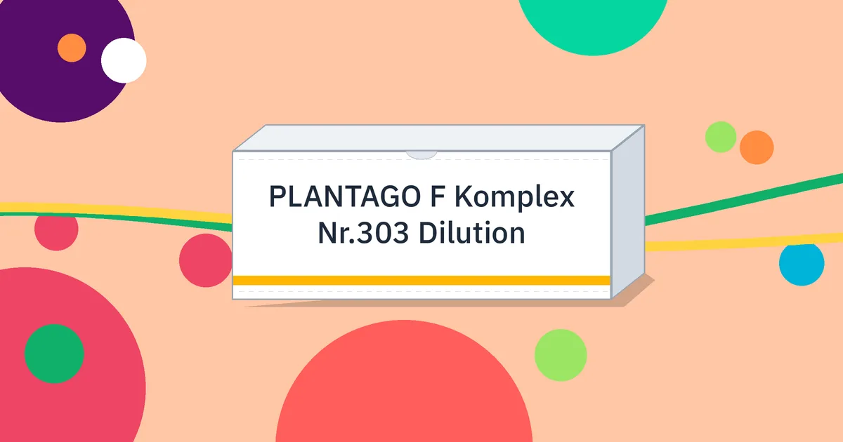 Symbolbild: Packung mit der Aufschrift PLANTAGO F Komplex Nr.303 Dilution (PZN 04484986) – Verfügbarkeit und Bezug in Apotheken in Frankfurt am Main