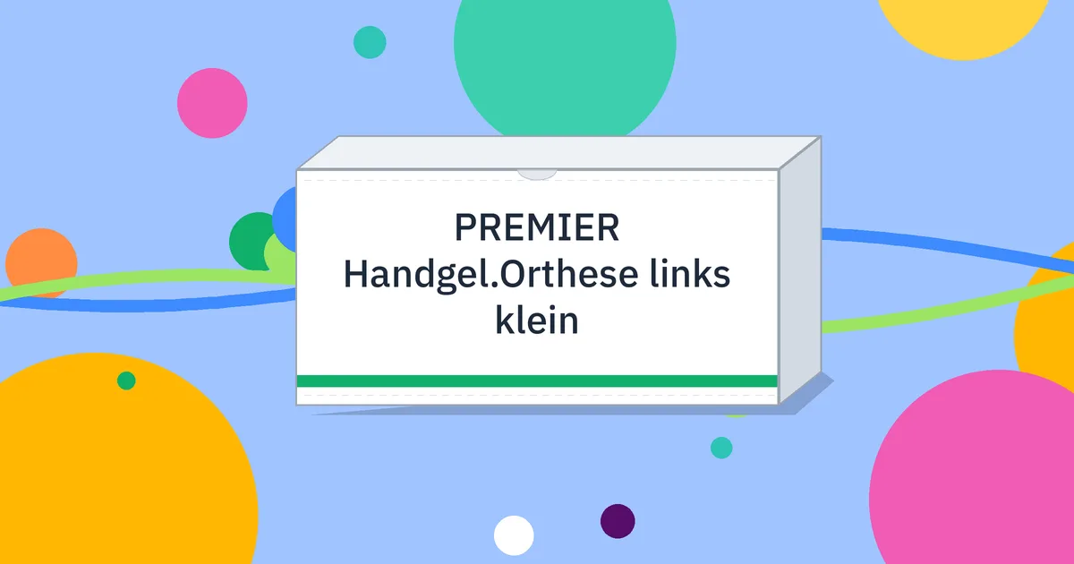 Symbolbild: Packung mit der Aufschrift PREMIER Handgel.Orthese links klein (PZN 04497138) – Verfügbarkeit und Bezug in Apotheken in Frankfurt am Main