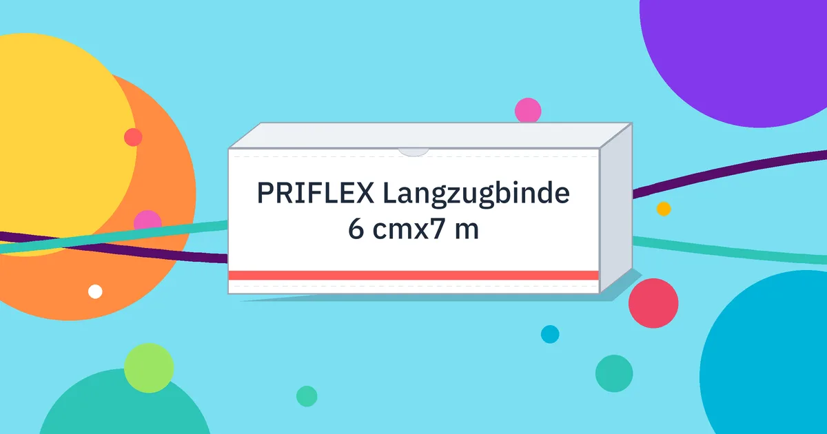 Symbolbild: Packung mit der Aufschrift PRIFLEX Langzugbinde 6 cmx7 m (PZN 04633653) – Verfügbarkeit und Bezug in Apotheken in Frankfurt am Main