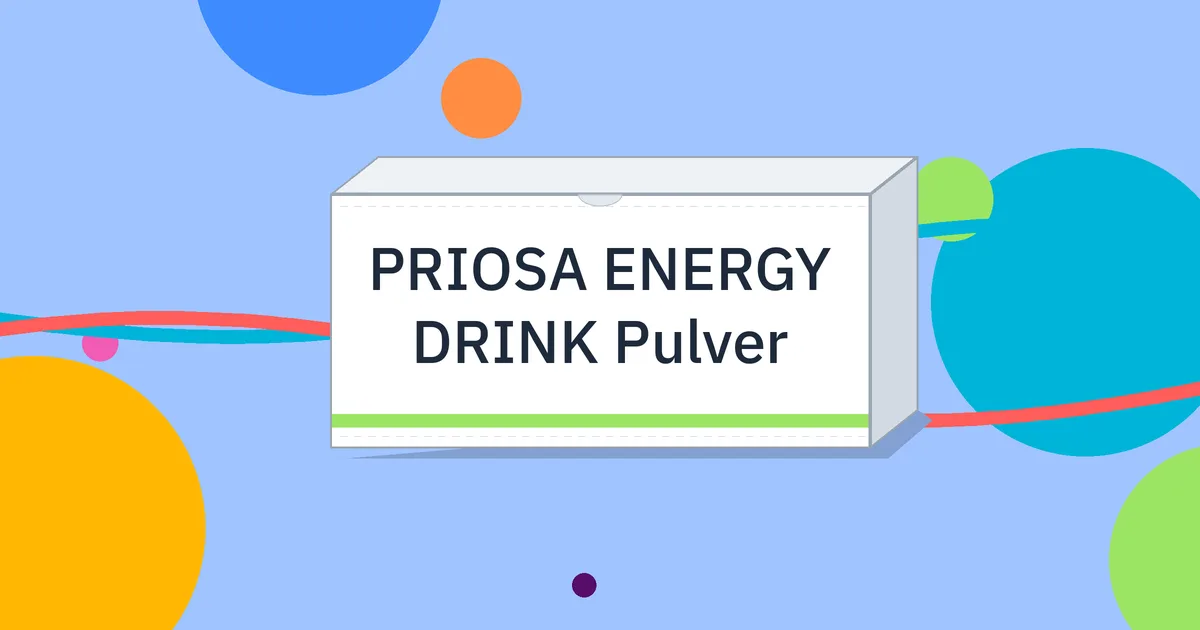 Symbolbild: Packung mit der Aufschrift PRIOSA ENERGY DRINK Pulver (PZN 16778871) – Verfügbarkeit und Bezug in Apotheken in Frankfurt am Main