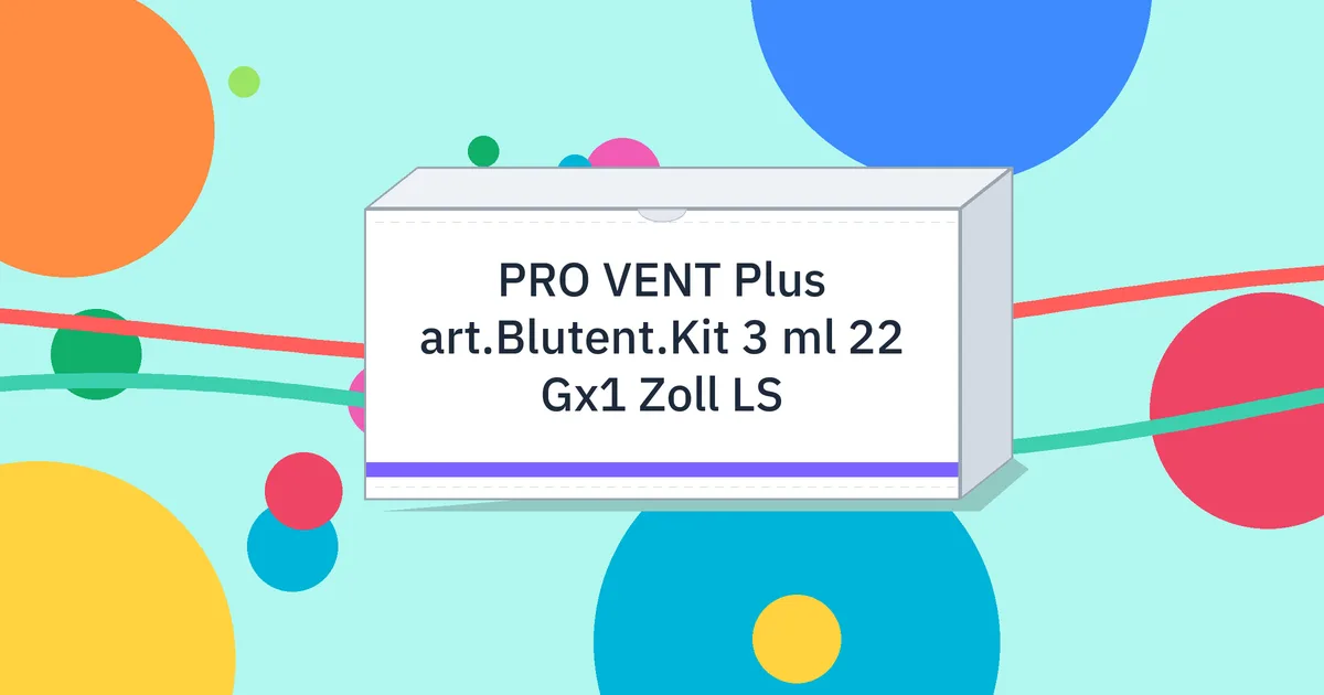 Symbolbild: Packung mit der Aufschrift PRO VENT Plus art.Blutent.Kit 3 ml 22 Gx1 Zoll LS (PZN 09217020) – Verfügbarkeit und Bezug in Apotheken in Frankfurt am Main