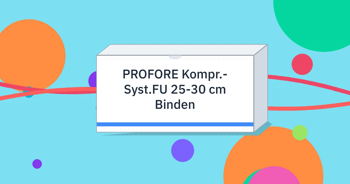 Symbolbild: Packung mit der Aufschrift PROFORE Kompr.-Syst.FU 25-30 cm Binden (PZN 01214542) – Verfügbarkeit und Bezug in Apotheken in Frankfurt am Main