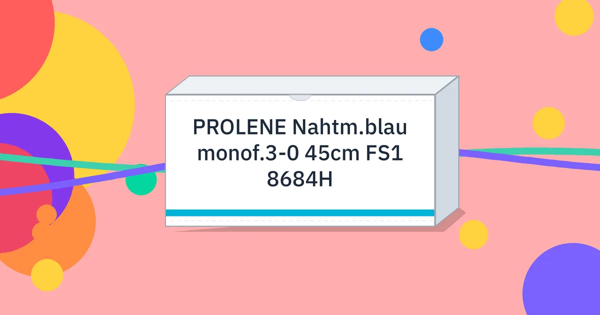 Symbolbild: Packung mit der Aufschrift PROLENE Nahtm.blau monof.3-0 45cm FS1 8684H (PZN 16255096) – Verfügbarkeit und Bezug in Apotheken in Frankfurt am Main