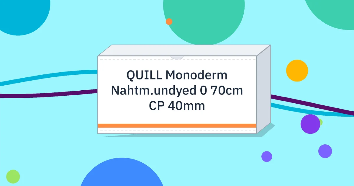 Symbolbild: Packung mit der Aufschrift QUILL Monoderm Nahtm.undyed 0 70cm CP 40mm (PZN 17987855) – Verfügbarkeit und Bezug in Apotheken in Frankfurt am Main