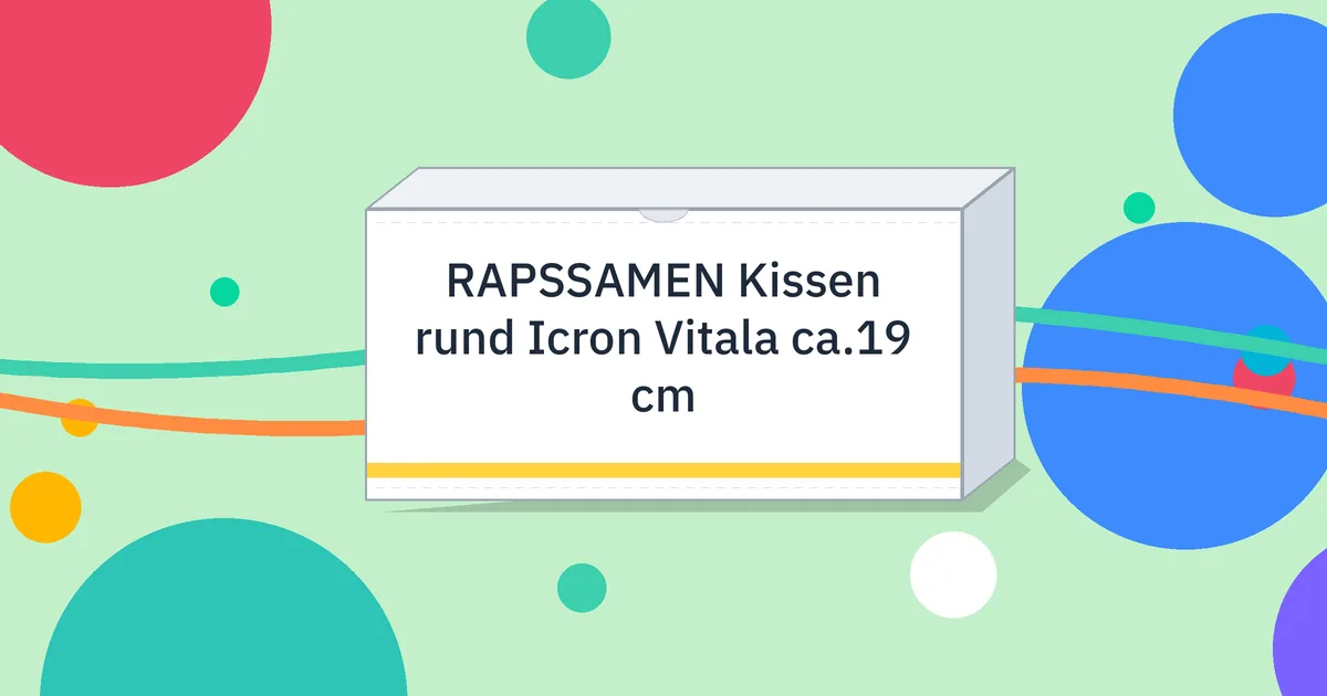 Symbolbild: Packung mit der Aufschrift RAPSSAMEN Kissen rund Icron Vitala ca.19 cm (PZN 03670161) – Verfügbarkeit und Bezug in Apotheken in Frankfurt am Main