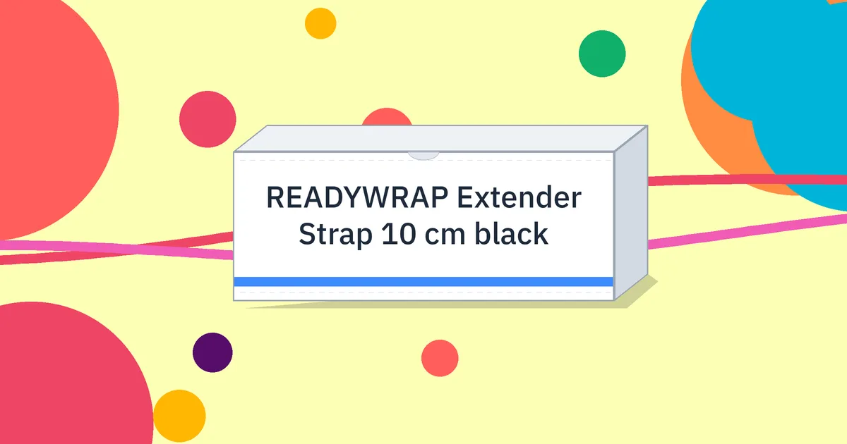 Symbolbild: Packung mit der Aufschrift READYWRAP Extender Strap 10 cm black (PZN 16567482) – Verfügbarkeit und Bezug in Apotheken in Frankfurt am Main