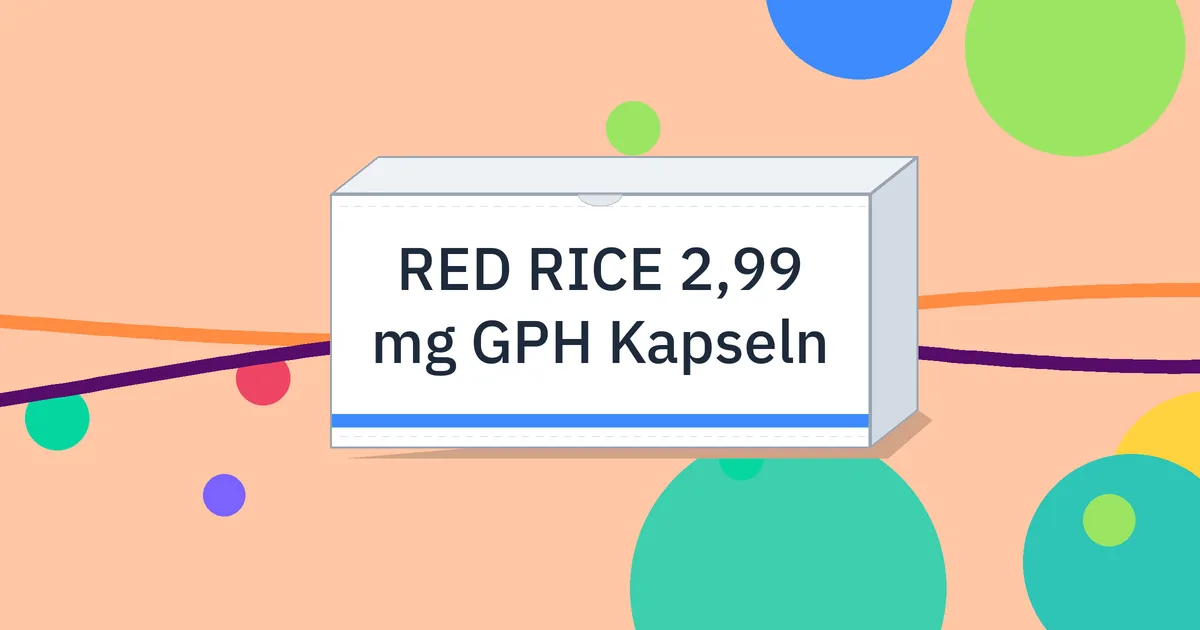 Symbolbild: Packung mit der Aufschrift RED RICE 2,99 mg GPH Kapseln (PZN 18206386) – Verfügbarkeit und Bezug in Apotheken in Frankfurt am Main