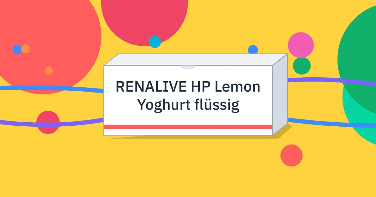 Symbolbild: Packung mit der Aufschrift RENALIVE HP Lemon Yoghurt flüssig (PZN 20181191) – Verfügbarkeit und Bezug in Apotheken in Frankfurt am Main
