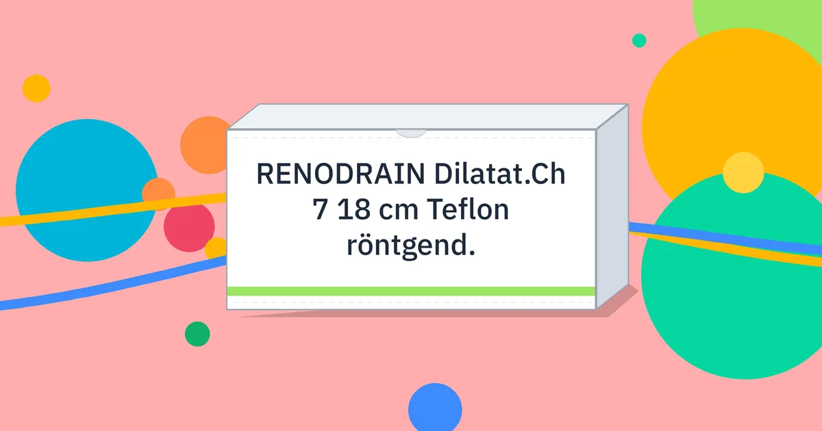 Symbolbild: Packung mit der Aufschrift RENODRAIN Dilatat.Ch 7 18 cm Teflon röntgend. (PZN 00444530) – Verfügbarkeit und Bezug in Apotheken in Frankfurt am Main