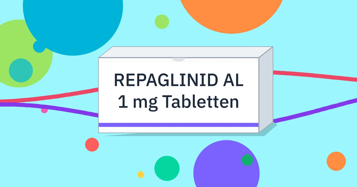 Symbolbild: Packung mit der Aufschrift REPAGLINID AL 1 mg Tabletten (PZN 01511642) – Verfügbarkeit und Bezug in Apotheken in Frankfurt am Main