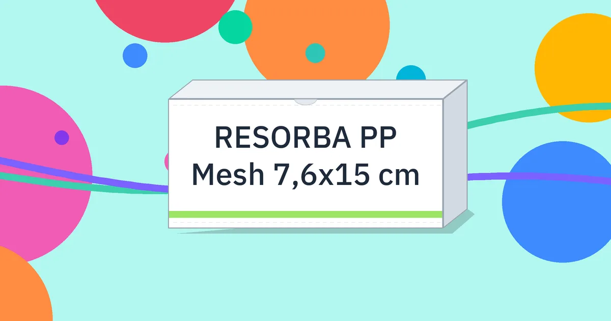 Symbolbild: Packung mit der Aufschrift RESORBA PP Mesh 7,6x15 cm (PZN 17538407) – Verfügbarkeit und Bezug in Apotheken in Frankfurt am Main