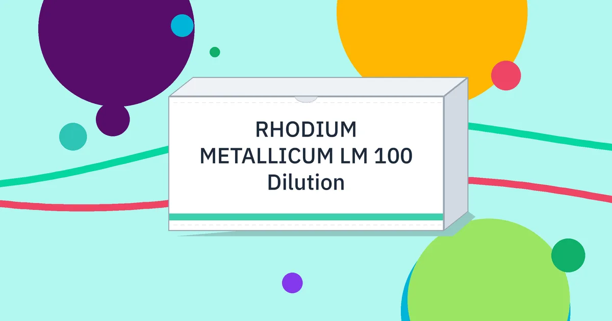 Symbolbild: Packung mit der Aufschrift RHODIUM METALLICUM LM 100 Dilution (PZN 13050695) – Verfügbarkeit und Bezug in Apotheken in Frankfurt am Main