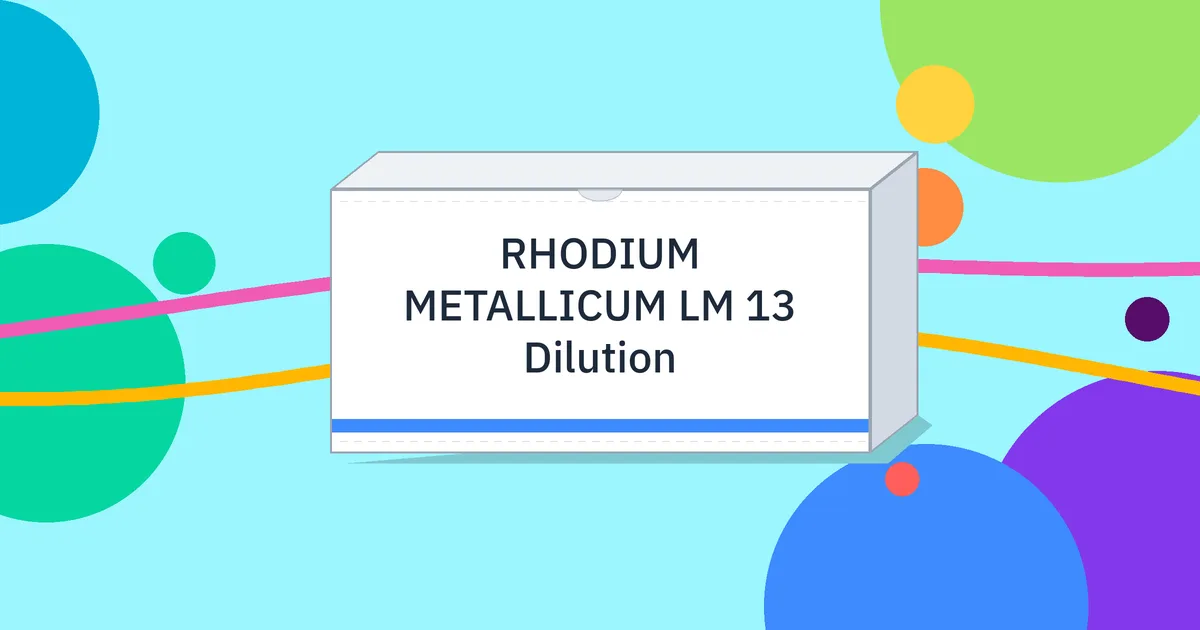 Symbolbild: Packung mit der Aufschrift RHODIUM METALLICUM LM 13 Dilution (PZN 13050407) – Verfügbarkeit und Bezug in Apotheken in Frankfurt am Main