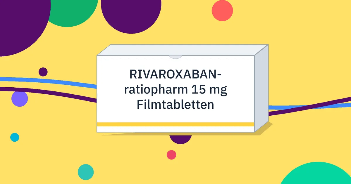 Symbolbild: Packung mit der Aufschrift RIVAROXABAN-ratiopharm 15 mg Filmtabletten (PZN 18826781) – Verfügbarkeit und Bezug in Apotheken in Frankfurt am Main
