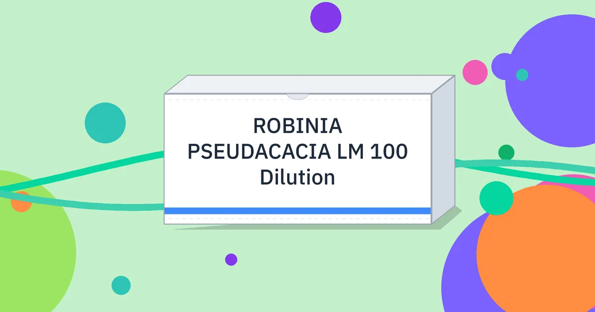 Symbolbild: Packung mit der Aufschrift ROBINIA PSEUDACACIA LM 100 Dilution (PZN 13055190) – Verfügbarkeit und Bezug in Apotheken in Frankfurt am Main