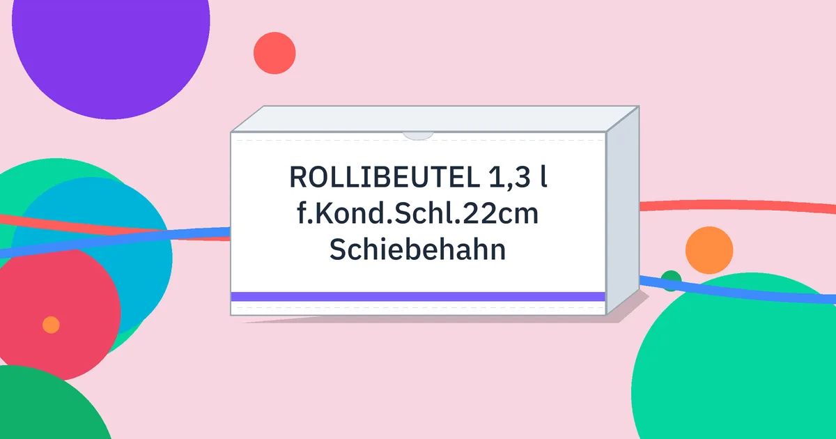 Symbolbild: Packung mit der Aufschrift ROLLIBEUTEL 1,3 l f.Kond.Schl.22cm Schiebehahn (PZN 00947797) – Verfügbarkeit und Bezug in Apotheken in Frankfurt am Main