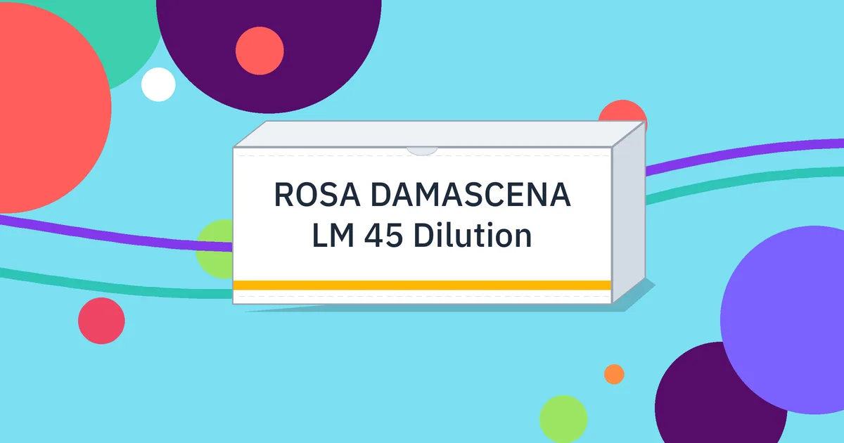 Symbolbild: Packung mit der Aufschrift ROSA DAMASCENA LM 45 Dilution (PZN 13056522) – Verfügbarkeit und Bezug in Apotheken in Frankfurt am Main