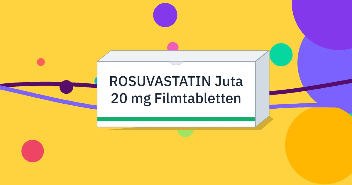 Symbolbild: Packung mit der Aufschrift ROSUVASTATIN Juta 20 mg Filmtabletten (PZN 17971908) – Verfügbarkeit und Bezug in Apotheken in Frankfurt am Main